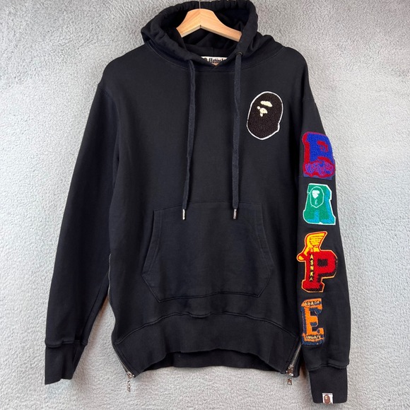 A Bathing Ape | Shirts | Bape A Bathing Ape Black Full Zip Hoodie Ape ...